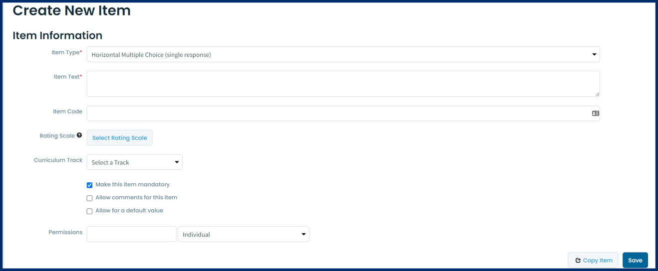 Create & Manage Form Items