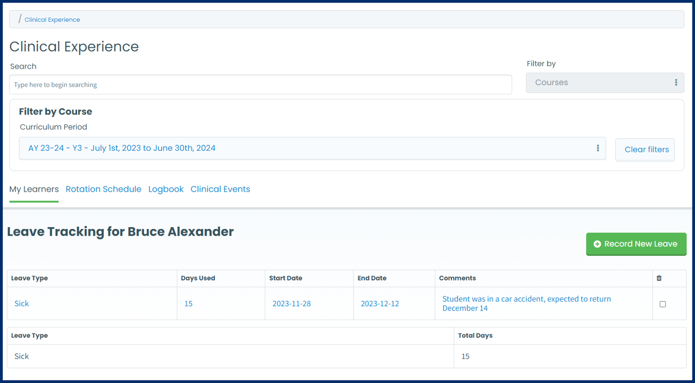 Rotation Leave Tracking