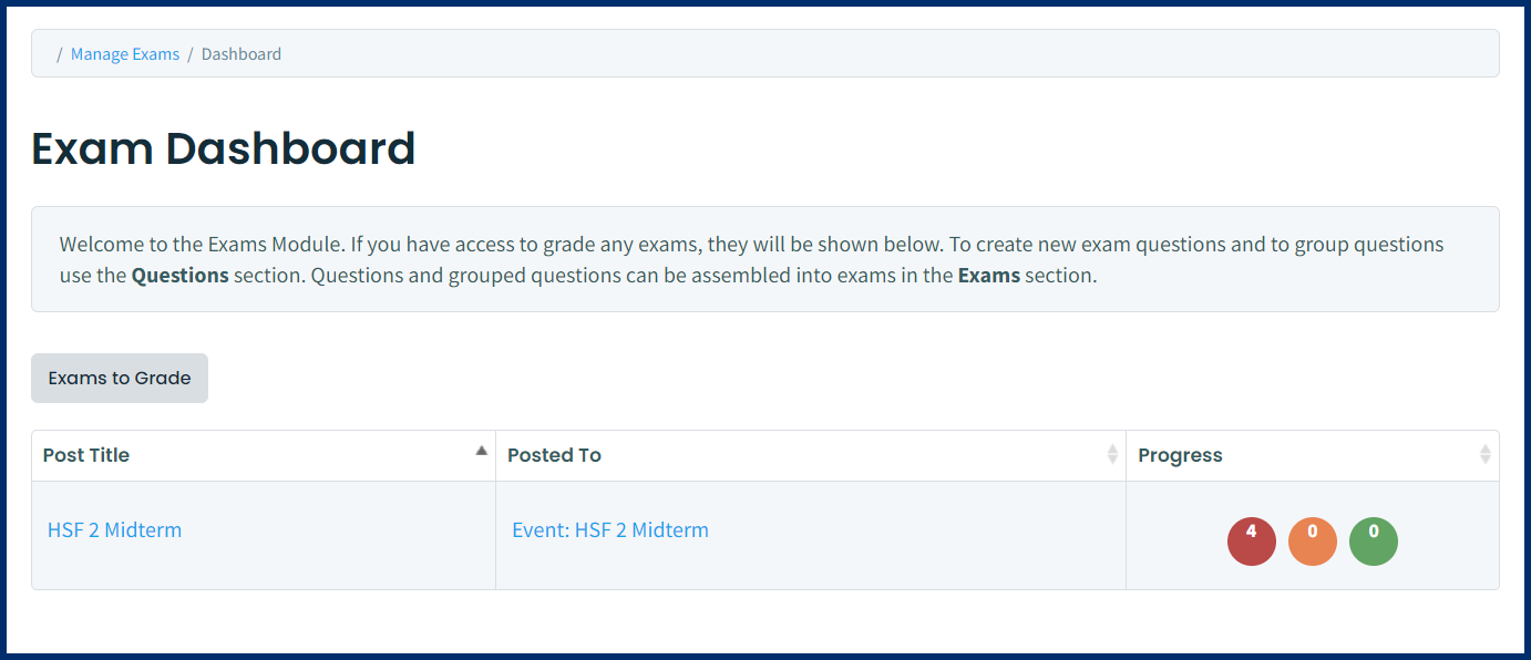 Monitor & Manage Exam Activity